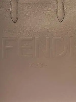Fendi Leather Tote Bag With Embossed Logo