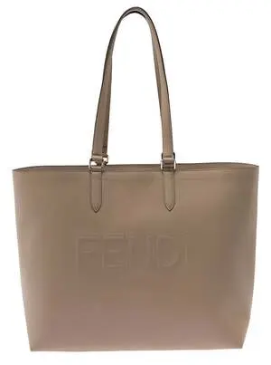Fendi Leather Tote Bag With Embossed Logo - Multicolor