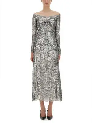 Rabanne Long Lace Dress - Silver