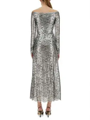 Rabanne Long Lace Dress - Silver