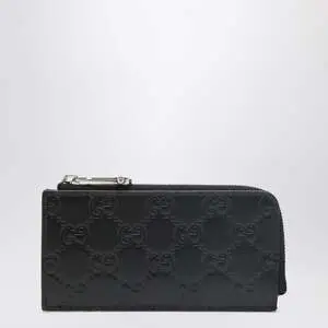 Gucci Gg Emblem Zip Card Holder - Black