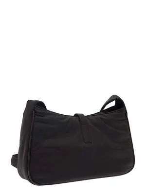 Saint Laurent Black Cassandre Fastening Shoulder Bag In Recycled Nylon - Multicolor