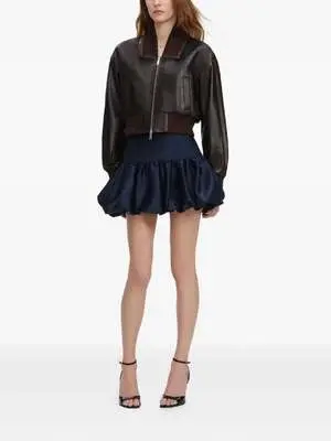 SELF-PORTRAIT Lambskin Leather Bomber Jacket - Multicolor