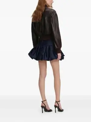 SELF-PORTRAIT Lambskin Leather Bomber Jacket - Multicolor
