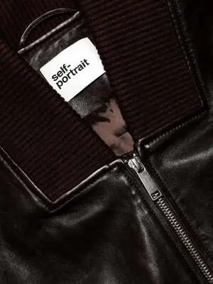 SELF-PORTRAIT Lambskin Leather Bomber Jacket - Multicolor