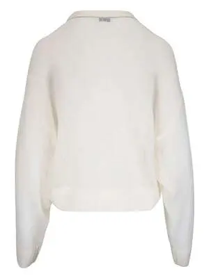 Brunello Cucinelli Mohair And Wool Sweater With Monili Embellishment
