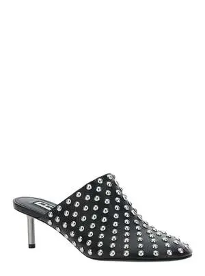 JIL SANDER Black Leather Studded Low Heel Mules - Multicolor