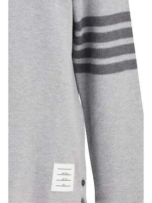 Thom Browne Piqué Long-sleeve Polo - Gray