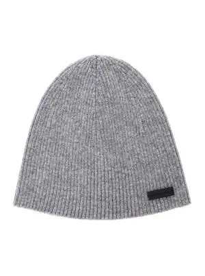 Saint Laurent Cashmere Beanie With Logo Patch - Gray