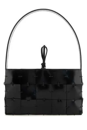 Amina Muaddi Black Spazzolato Leather Mini Baguette Bag - Multicolor