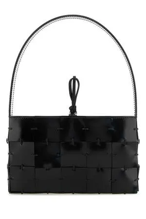 Amina Muaddi Black Spazzolato Leather Mini Baguette Bag - Multicolor