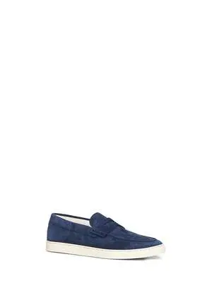 Brunello Cucinelli Navy Blue Suede Loafer Sneakers
