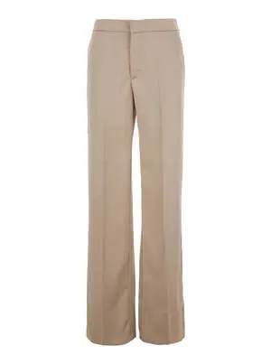 Andamane Beige Tech Fabric Pants With Front Pences - Multicolor