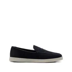Church's Navy Suede Moc Toe Loafers - Blue