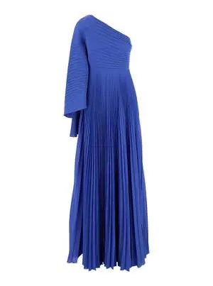 Solace London SOLACE LONDON Maci One-Shoulder Pleated Tech Fabric Dress Multicolor