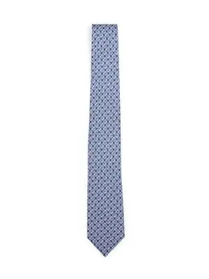 FERRAGAMO Gancini Square Print Silk Tie
