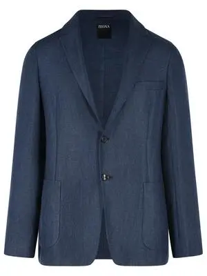 Zegna Drop 8' Linen And Wool Jacket - Blue