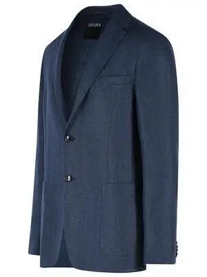 Zegna Drop 8' Linen And Wool Jacket - Blue