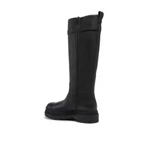 FERRAGAMO Leather Knee-high Boots With Silver-tone Hardware