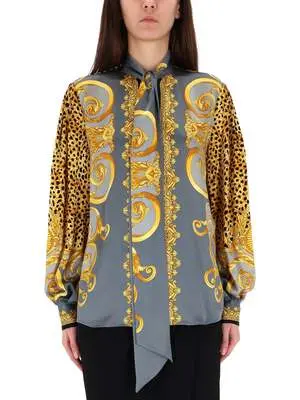 Versace Printed Silk Shirt - Gray