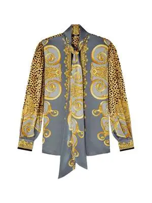 Versace Printed Silk Shirt - Gray