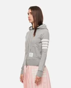 Thom Browne Loopback Cotton 4-bar Zip Hoodie - Multicolor