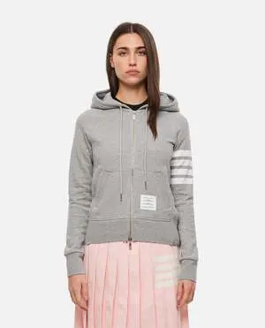 Thom Browne THOM BROWNE Loopback Cotton 4-Bar Zip Hoodie Multicolor