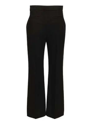 Valentino Garavani Vlogo Wool Crepe Regular Trousers - Black
