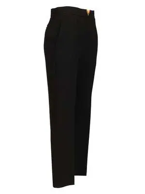 Valentino Garavani Vlogo Wool Crepe Regular Trousers - Black