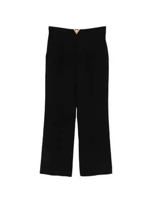 Valentino Garavani Vlogo Wool Crepe Regular Trousers - Black
