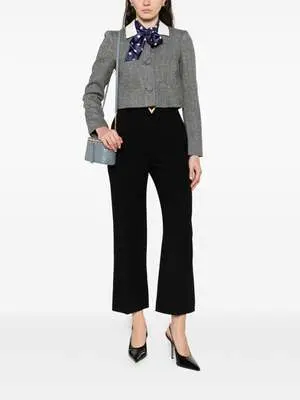 Valentino Garavani Vlogo Wool Crepe Regular Trousers - Black