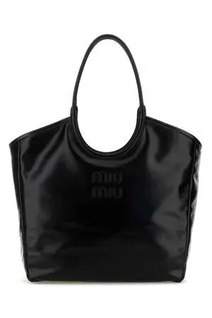 Miu Miu Leather Shopping Bag With Embossed Logo