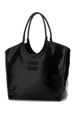 Miu Miu Leather Shopping Bag With Embossed Logo