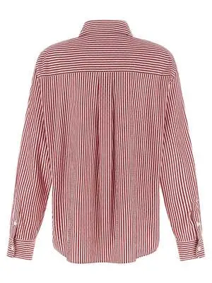 P.a.r.o.s.h Striped Cotton Poplin Shirt With All-over Rhinestones - Red