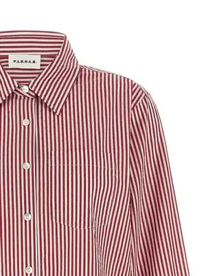 P.a.r.o.s.h Striped Cotton Poplin Shirt With All-over Rhinestones - Red