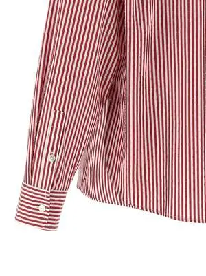 P.a.r.o.s.h Striped Cotton Poplin Shirt With All-over Rhinestones - Red