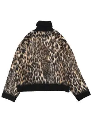 GANNI Leopard Print High Neck Sweater - Multicolor
