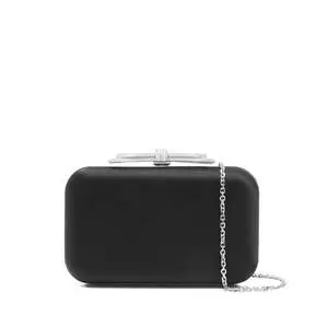 Mach & Mach Crystal-embellished Satin Clutch - Black