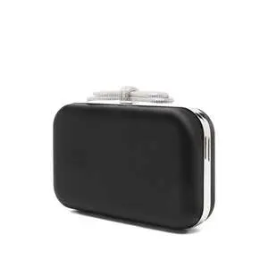 Mach & Mach Crystal-embellished Satin Clutch - Black