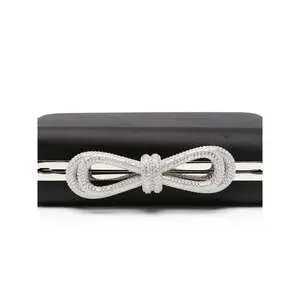 Mach & Mach Crystal-embellished Satin Clutch - Black