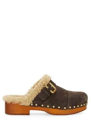 Chloé Shearling Mule - Brown