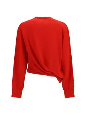 Loewe Wool V-neck Sweater With Logo Detail - Red
