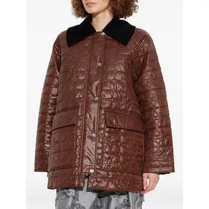 GANNI Quilted Coat With Contrasting Collar