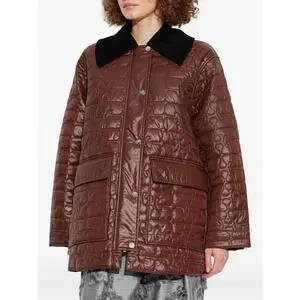 GANNI Quilted Coat With Contrasting Collar