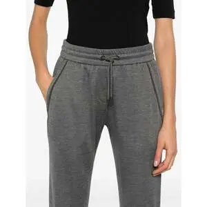 Brunello Cucinelli Monili Chain Detail Cotton Blend Track Pants - Gray