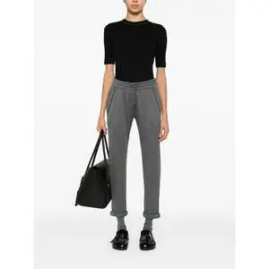 Brunello Cucinelli Monili Chain Detail Cotton Blend Track Pants - Gray