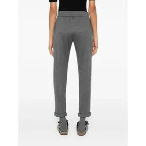 Brunello Cucinelli Monili Chain Detail Cotton Blend Track Pants - Gray
