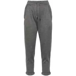 Brunello Cucinelli BRUNELLO CUCINELLI Monili Chain Detail Cotton Blend Track Pants Gray