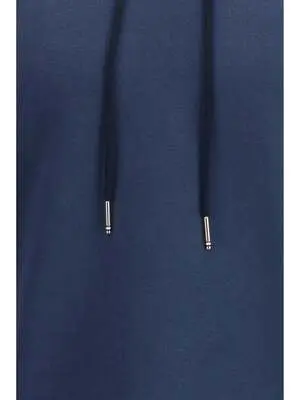 Thom Browne Cotton Hoodie With Signature Stripes - Blue