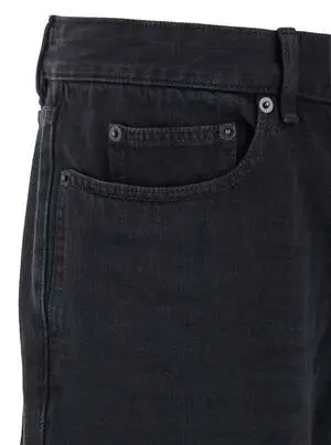 Saint Laurent Black Denim Slim Fit Jeans With Logo Patch - Multicolor